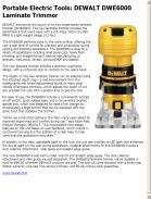 Portable Electric Tools: DEWALT DWE6000 Laminate Trimmer - Contractor ...