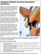 Simpson Outdoor Accents Decorative Hardware - Contractor Supply Magazine